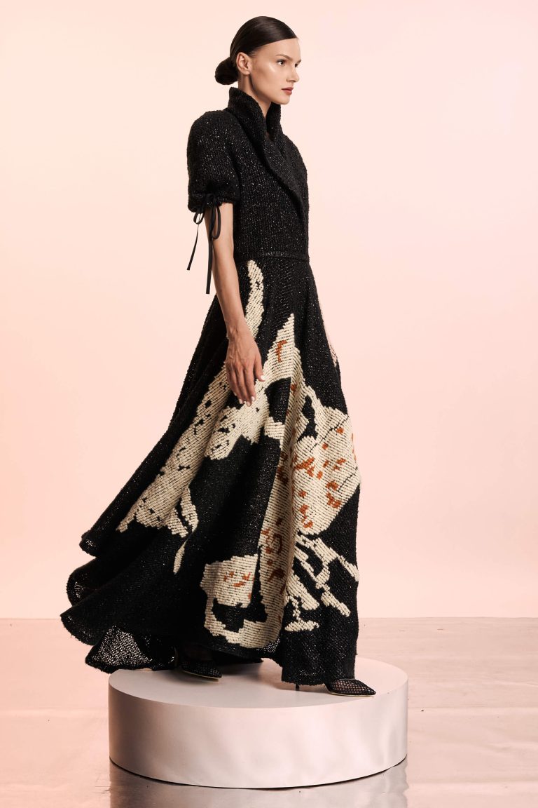 Boucle Maxi Dress with Puff Sleeves - BOL