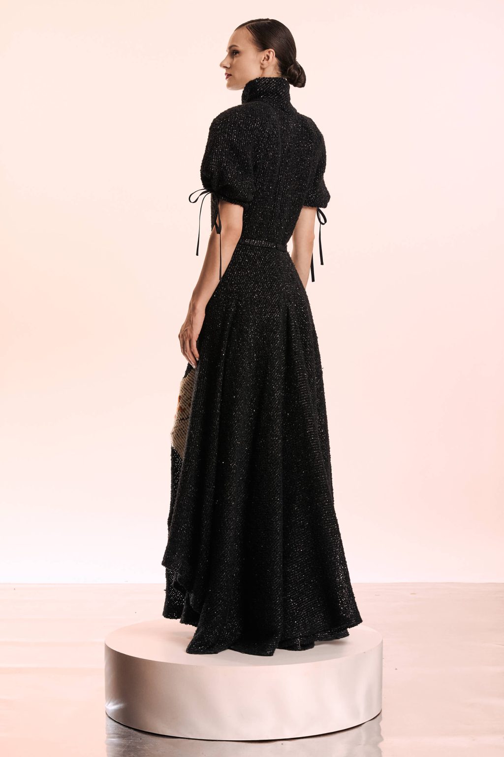 Boucle Maxi Dress with Puff Sleeves - BOL