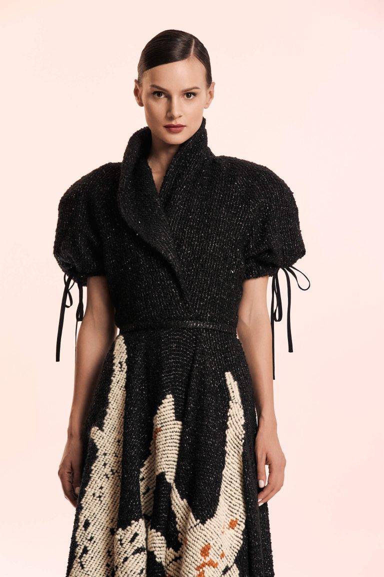 Boucle Maxi Dress with Puff Sleeves - BOL