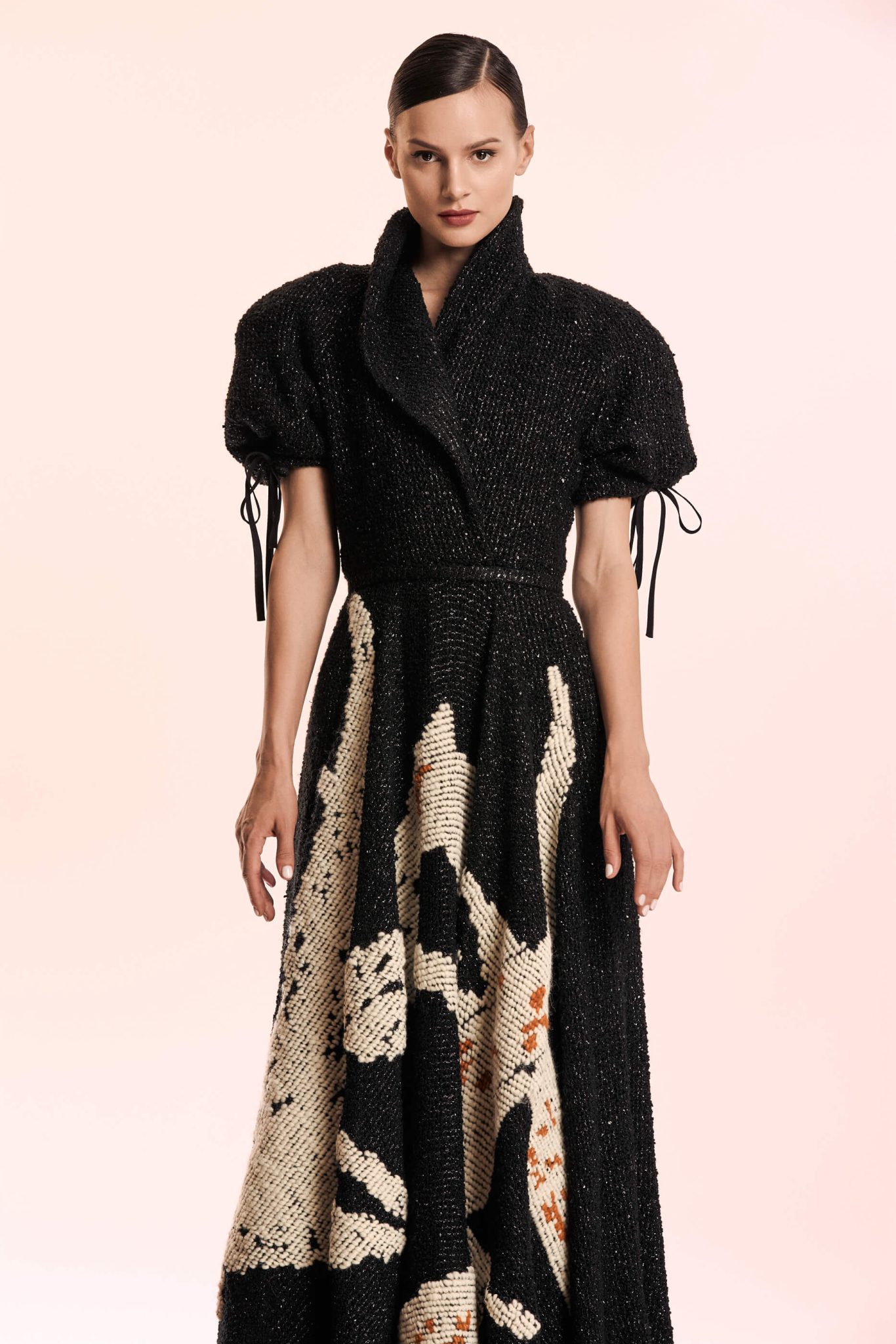 Boucle Maxi Dress with Puff Sleeves - BOL