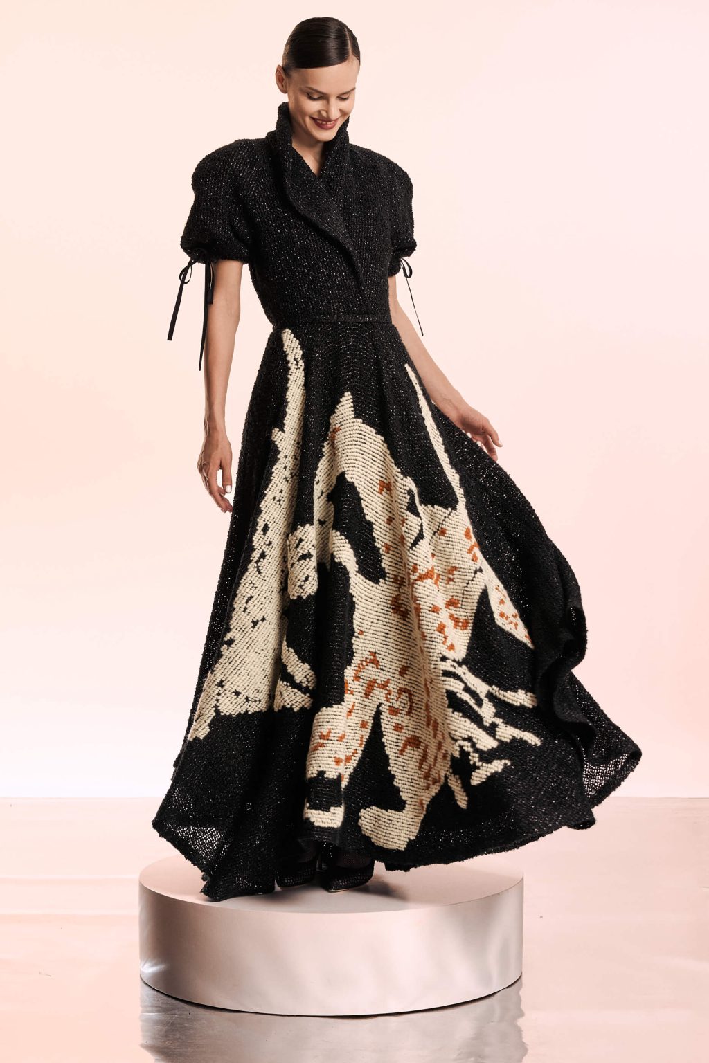 Boucle Maxi Dress with Puff Sleeves - BOL
