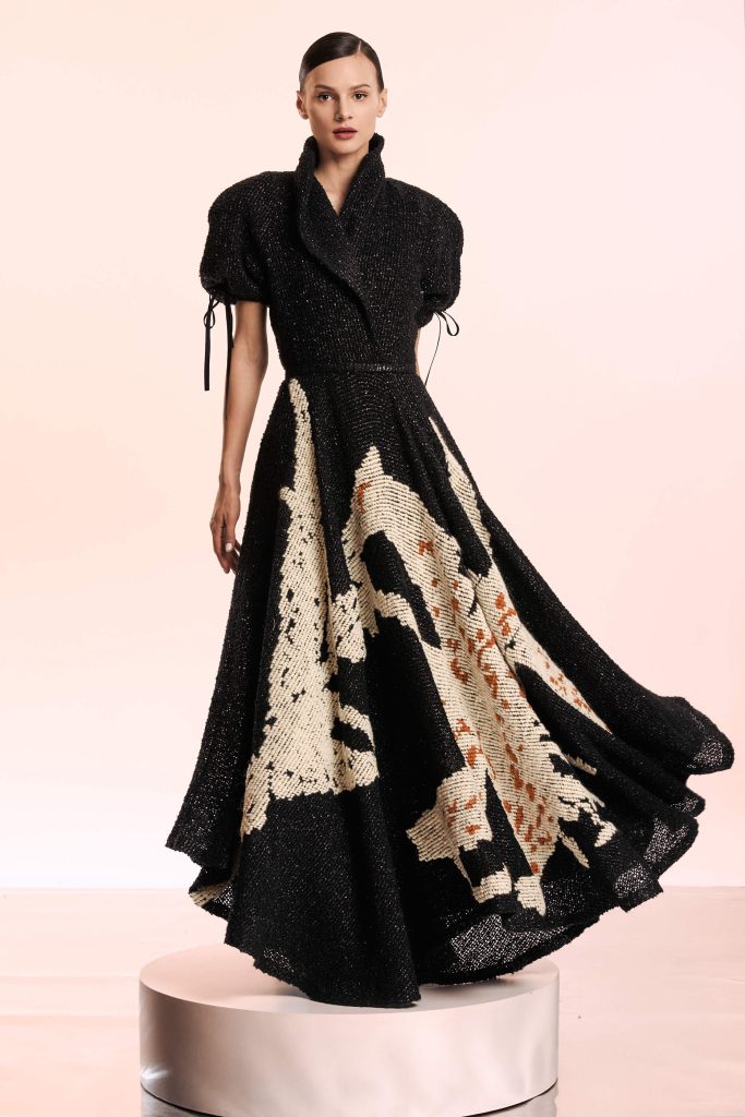 Boucle Maxi Dress with Puff Sleeves - BOL