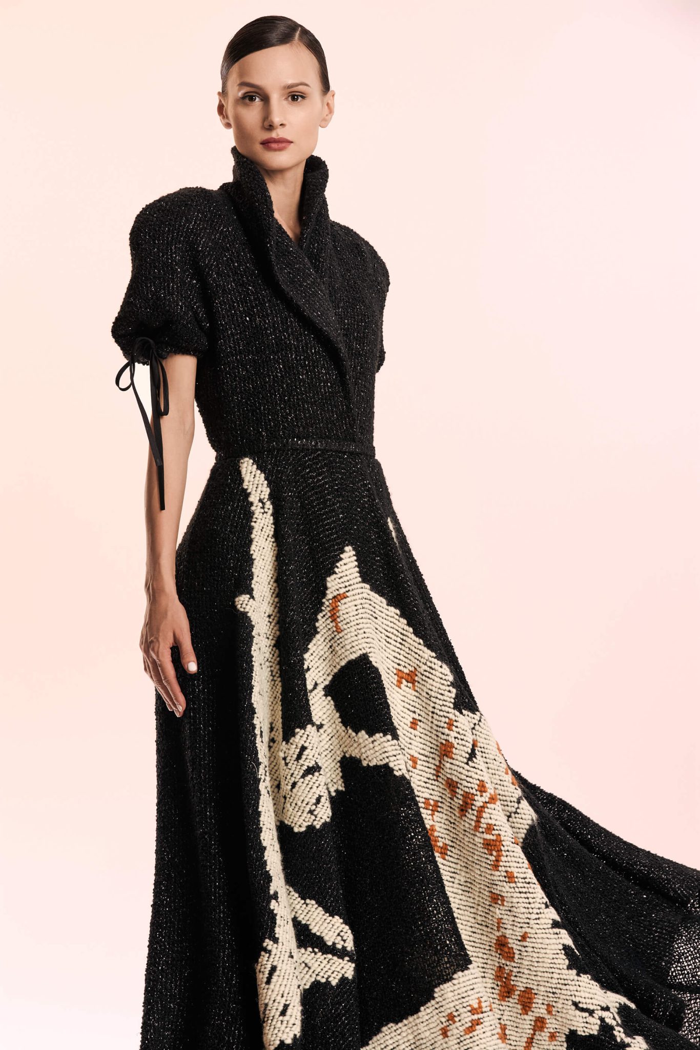Boucle Maxi Dress with Puff Sleeves - BOL