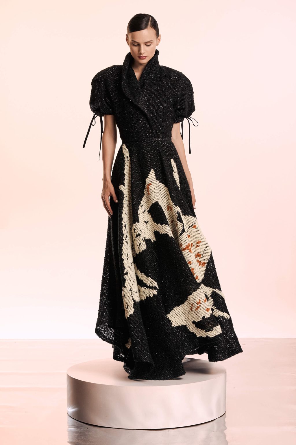 Boucle Maxi Dress with Puff Sleeves - BOL