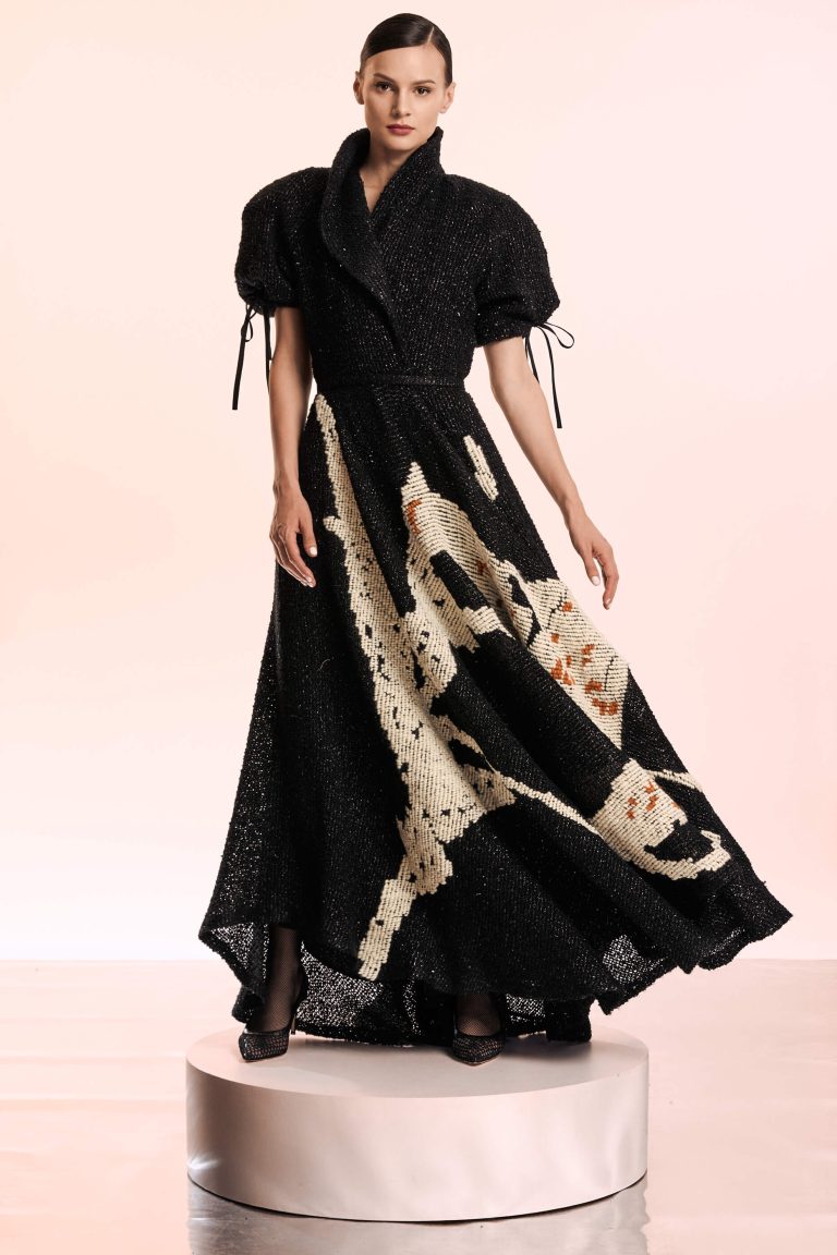Boucle Maxi Dress with Puff Sleeves - BOL